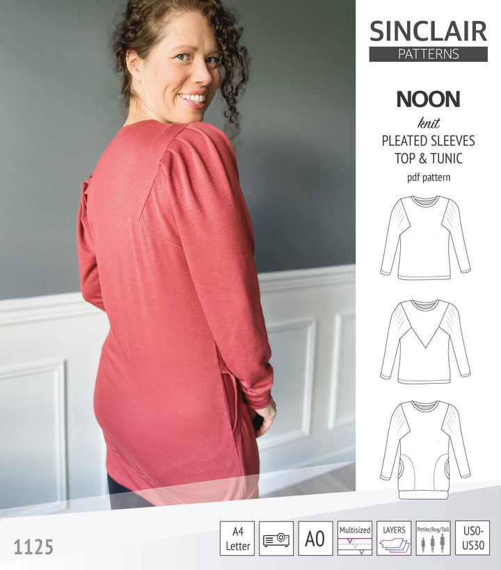 Noon pleated sleeves knit top and tunic (PDF sewing pattern) – Sinclair ...