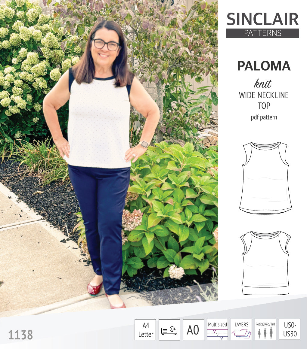 Paloma knit wide neckline tank top (PDF sewing pattern) – Sinclair Patterns