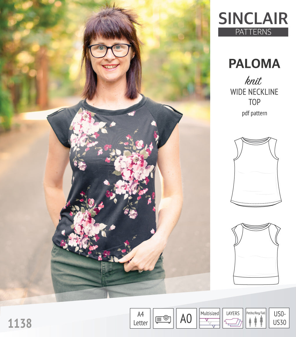 Paloma knit wide neckline tank top (PDF sewing pattern) – Sinclair Patterns