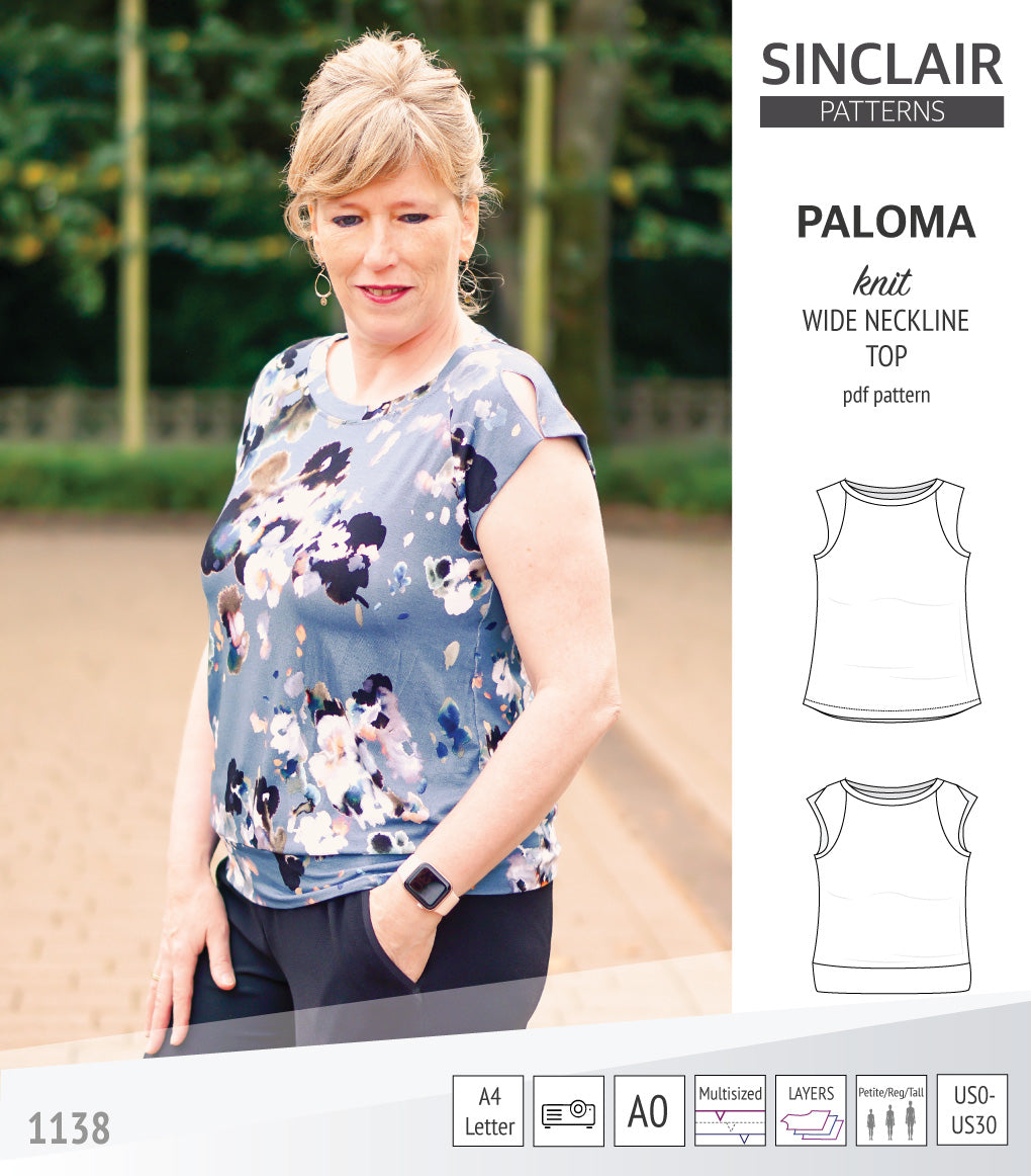 Paloma knit wide neckline tank top (PDF sewing pattern) – Sinclair Patterns