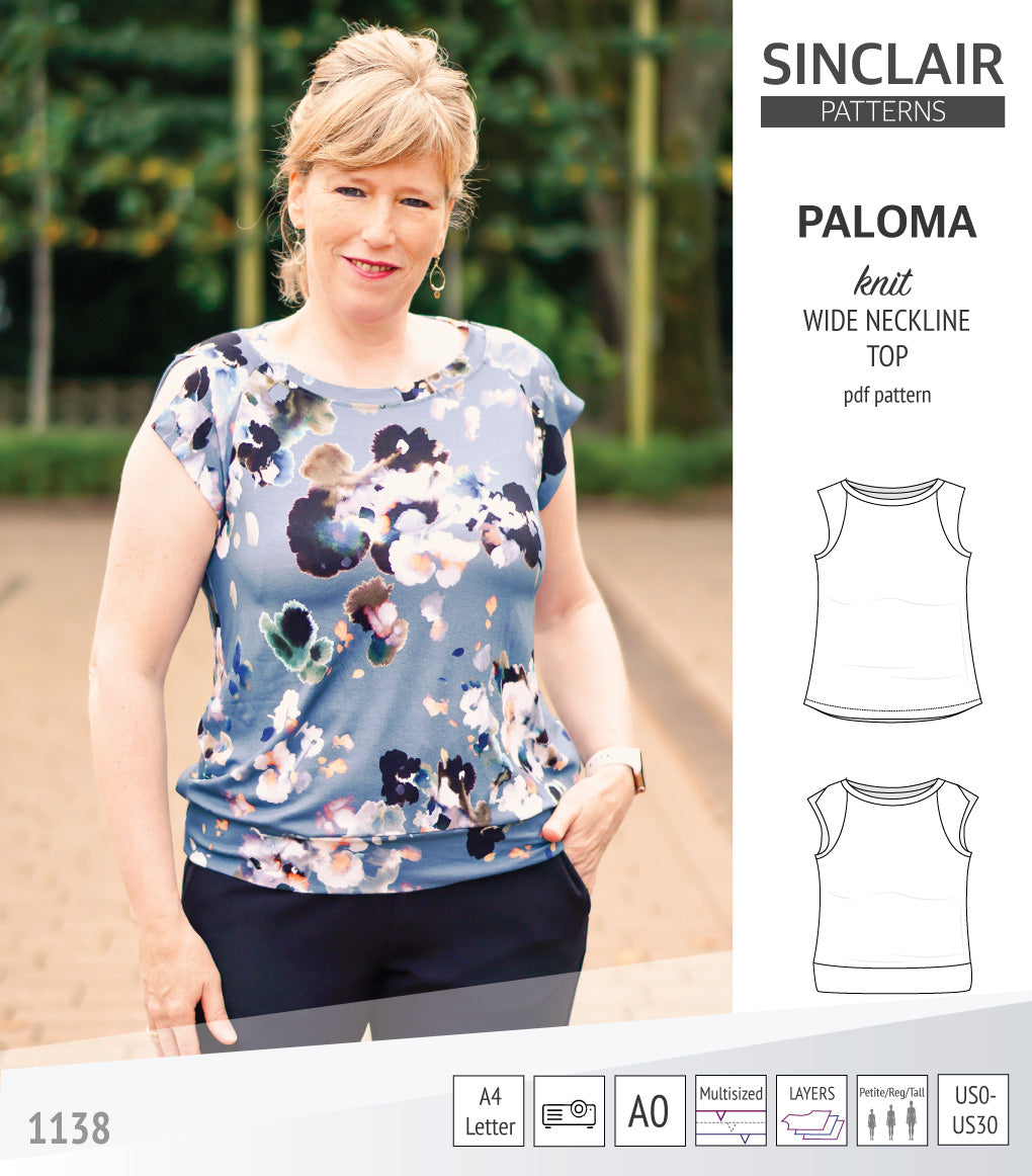 Paloma knit wide neckline tank top (PDF sewing pattern) – Sinclair Patterns