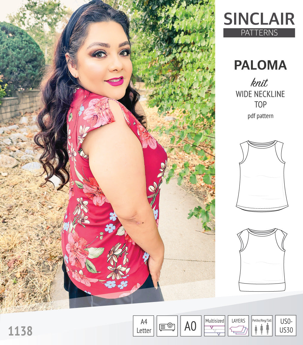 Paloma knit wide neckline tank top (PDF sewing pattern) – Sinclair Patterns