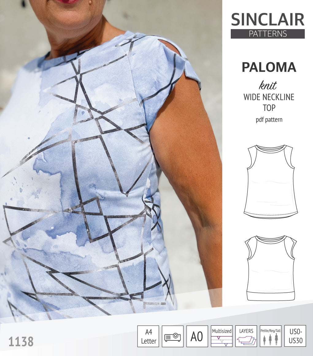 Paloma knit wide neckline tank top (PDF sewing pattern) – Sinclair Patterns
