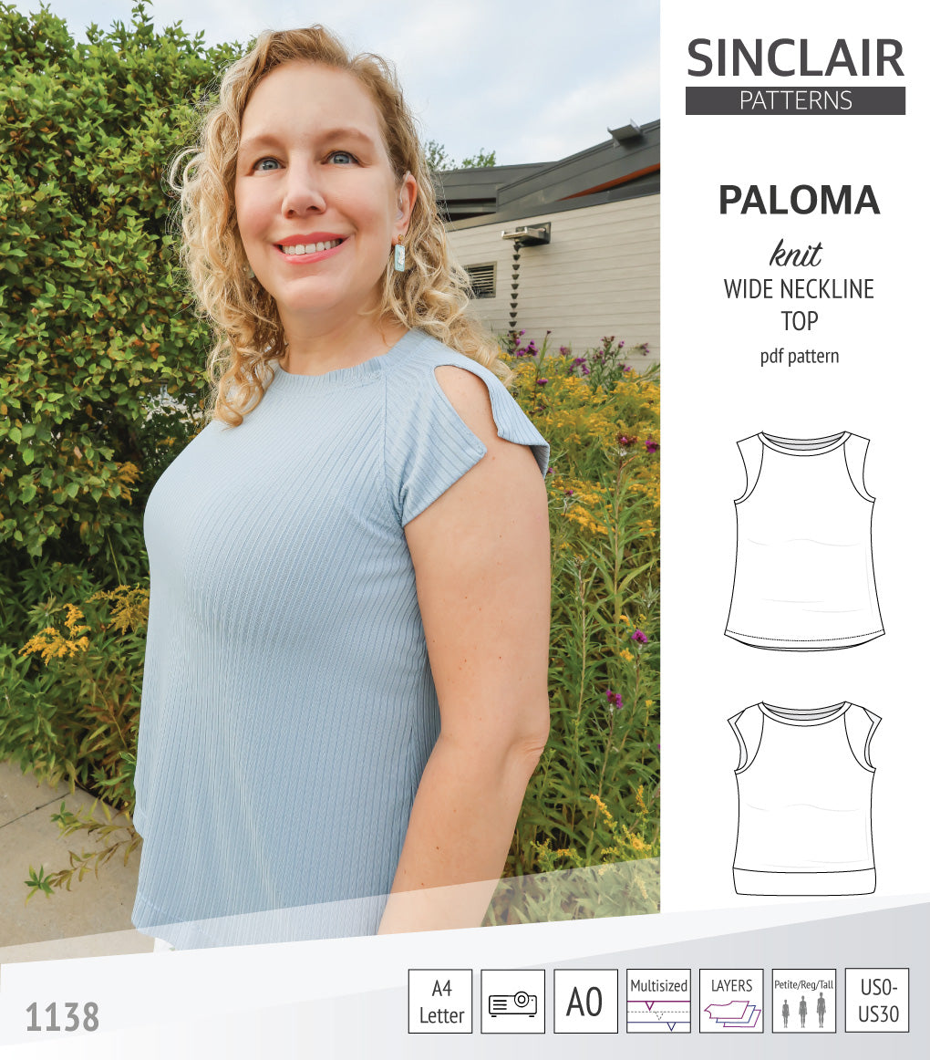 Paloma knit wide neckline tank top (PDF sewing pattern) – Sinclair Patterns