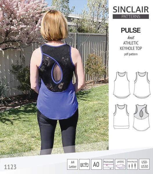 Pulse athletic knit tank top with a keyhole accent (PDF sewing pattern ...