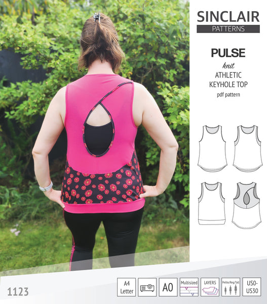 Pulse athletic knit tank top with a keyhole accent (PDF sewing pattern ...