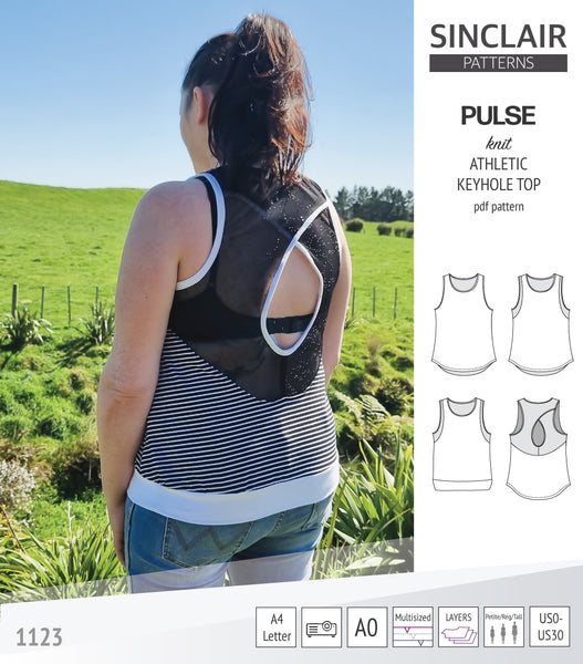 Pulse athletic knit tank top with a keyhole accent (PDF sewing pattern ...