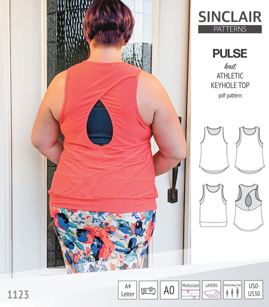 Pulse athletic knit tank top with a keyhole accent (PDF sewing pattern ...