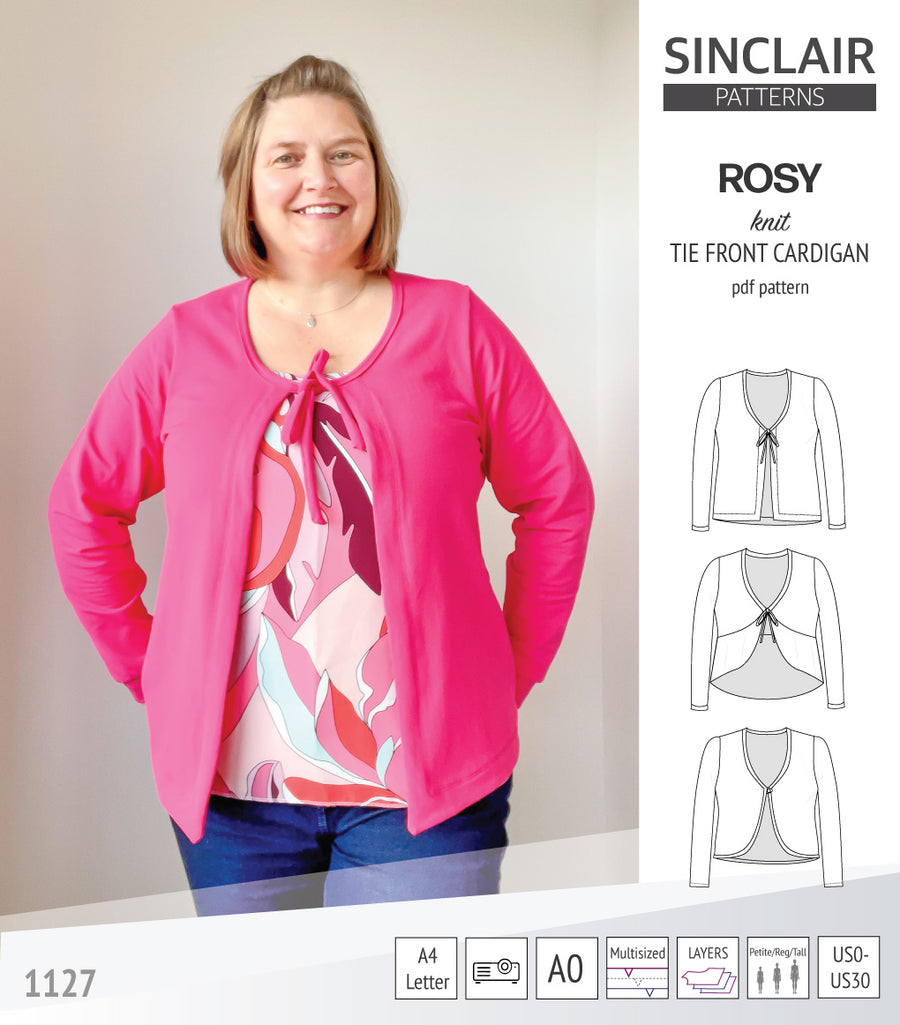 Rosy tie front or loop button knit cardigan (PDF sewing pattern ...