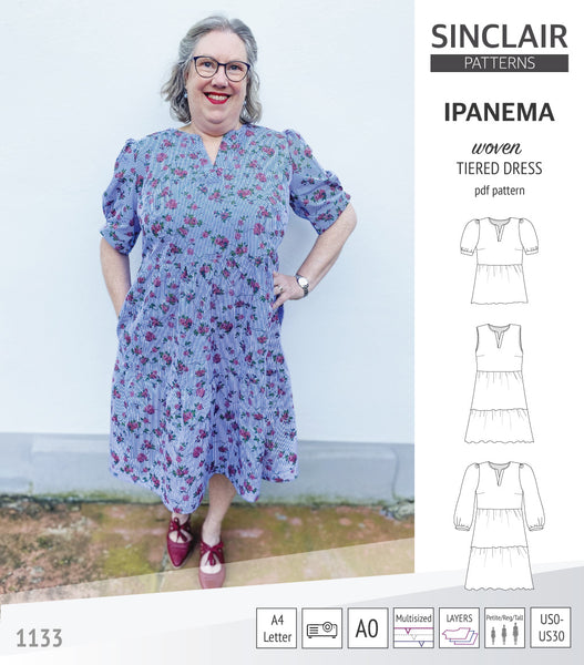Ipanema tiered woven top and dress with a placket (PDF) - Sinclair Patterns