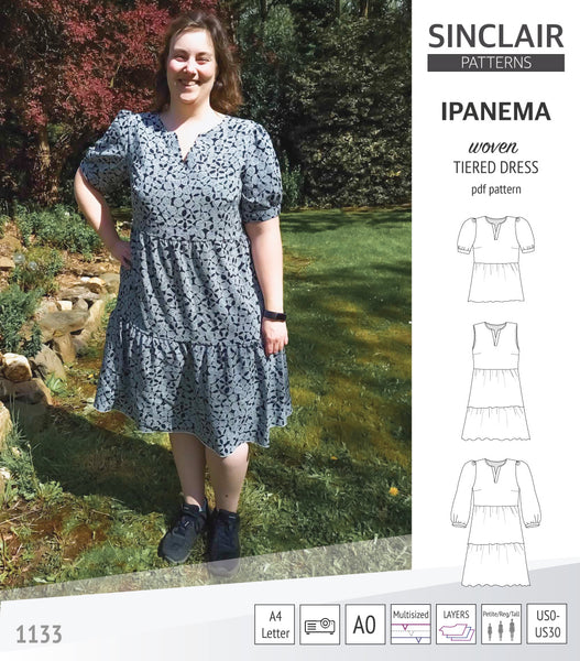 Ipanema tiered woven top and dress with a placket (PDF) - Sinclair Patterns