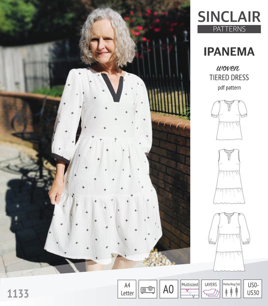 Ipanema tiered woven top and dress with a placket (PDF) - Sinclair Patterns