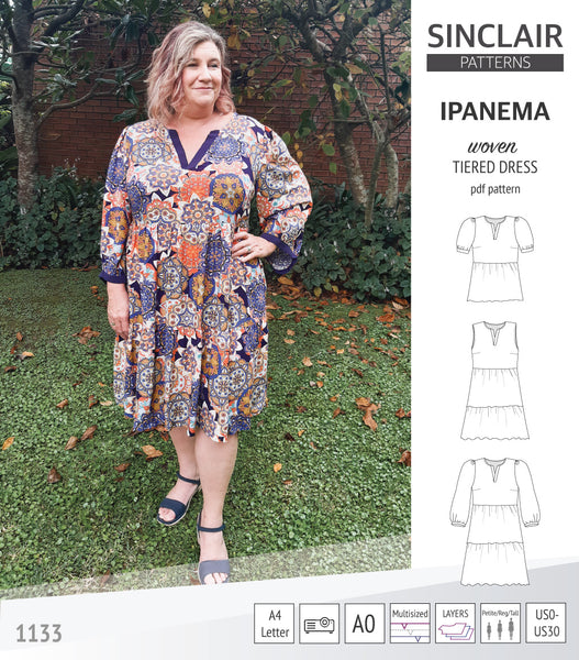Ipanema tiered woven top and dress with a placket (PDF) - Sinclair Patterns