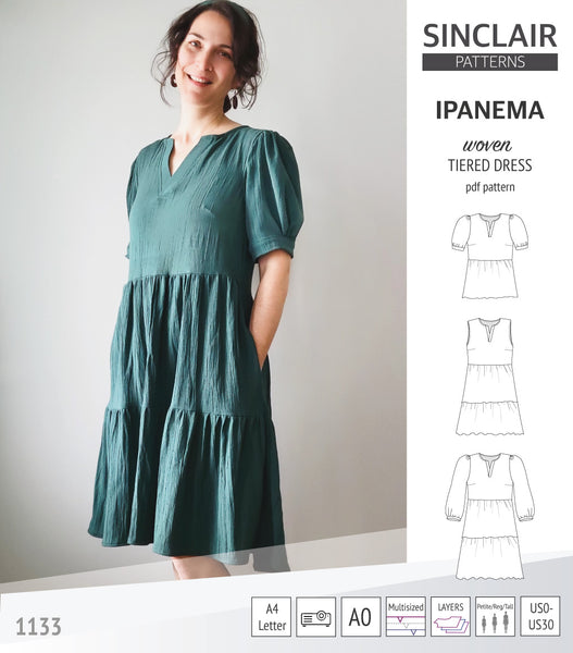 Ipanema tiered woven top and dress with a placket (PDF) - Sinclair Patterns