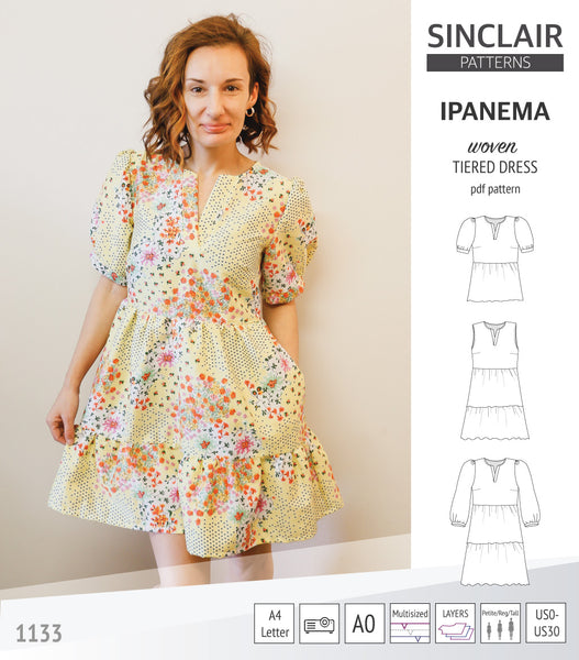 Ipanema tiered woven top and dress with a placket (PDF) - Sinclair Patterns