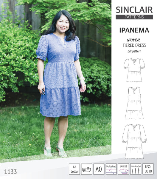 Ipanema tiered woven top and dress with a placket (PDF) - Sinclair Patterns