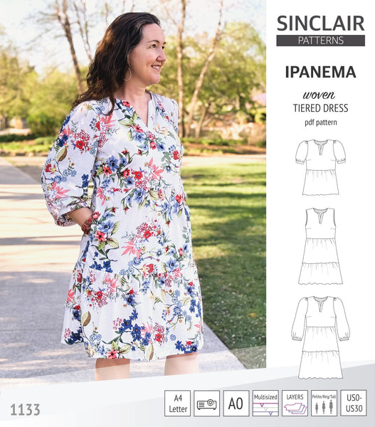 Ipanema tiered woven top and dress with a placket (PDF) - Sinclair Patterns