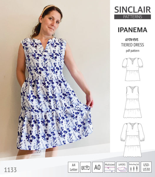 Ipanema tiered woven top and dress with a placket (PDF) - Sinclair Patterns