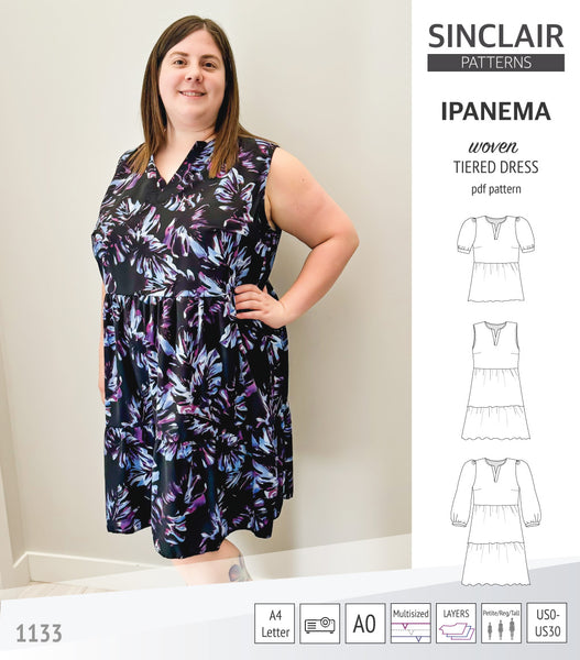 Ipanema tiered woven top and dress with a placket (PDF) - Sinclair Patterns