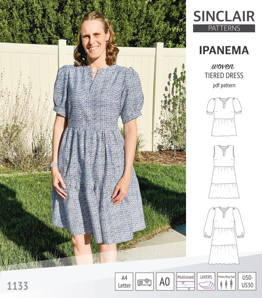 Ipanema tiered woven top and dress with a placket (PDF) - Sinclair Patterns