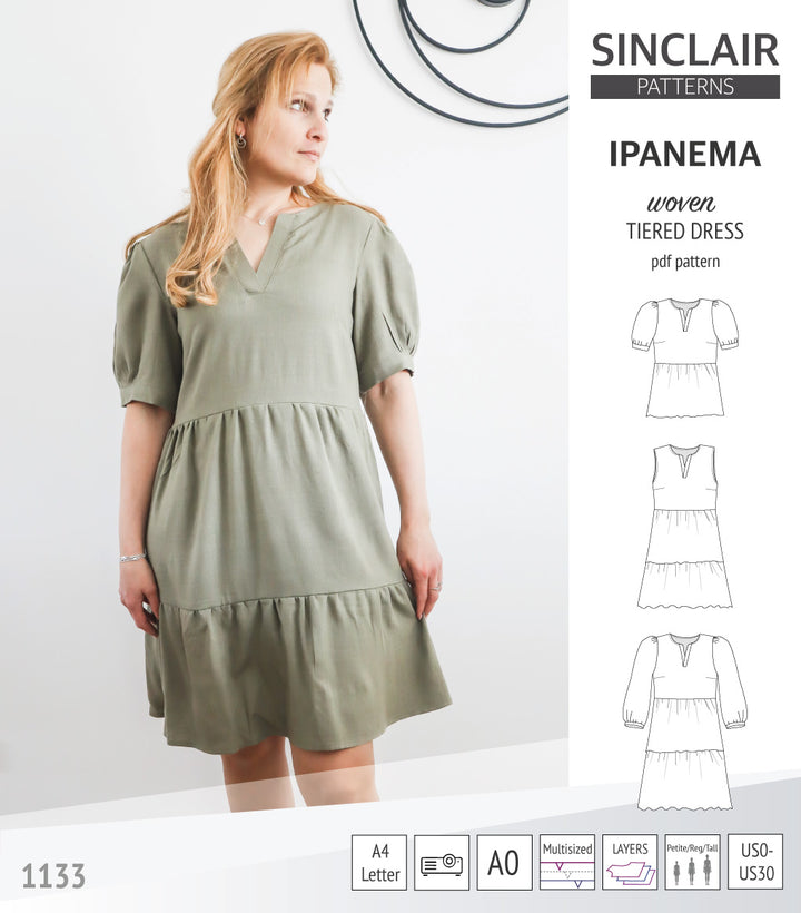 Ipanema tiered woven top and dress with a placket (PDF) – Sinclair Patterns
