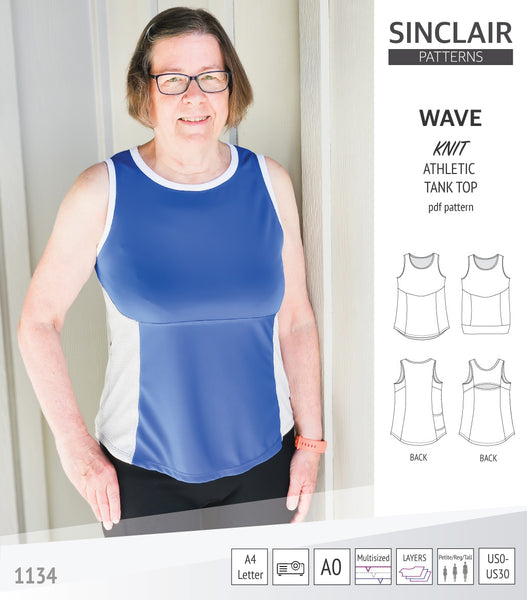 Wave fitted athletic knit tank top with waistline shaping and pockets ...