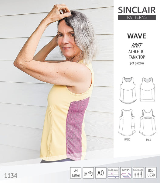 Wave fitted athletic knit tank top with waistline shaping and pockets ...