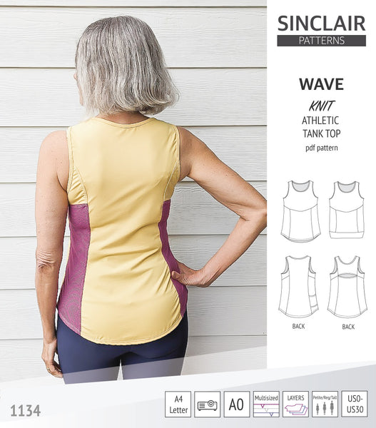 Wave fitted athletic knit tank top with waistline shaping and pockets ...