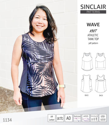 Wave fitted athletic knit tank top with waistline shaping and pockets ...