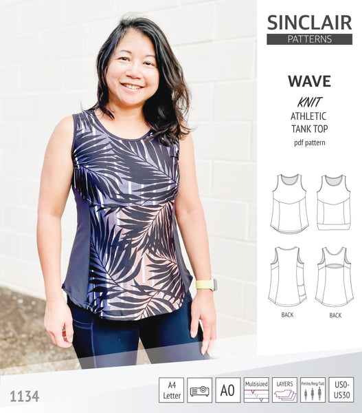 Wave fitted athletic knit tank top with waistline shaping and pockets ...