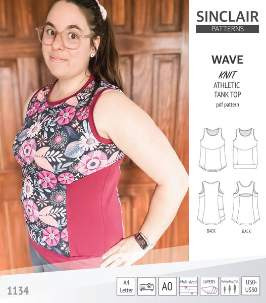 Wave fitted athletic knit tank top with waistline shaping and pockets ...