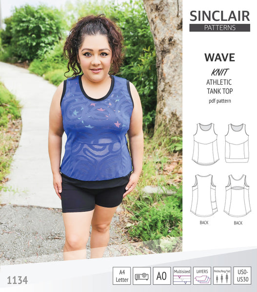 Wave fitted athletic knit tank top with waistline shaping and pockets ...