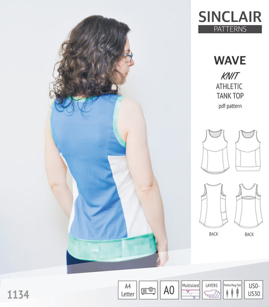 Wave fitted athletic knit tank top with waistline shaping and pockets ...