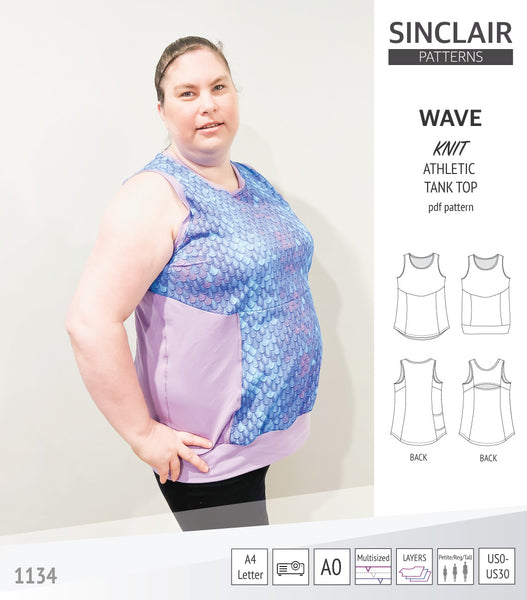 Wave fitted athletic knit tank top with waistline shaping and pockets ...