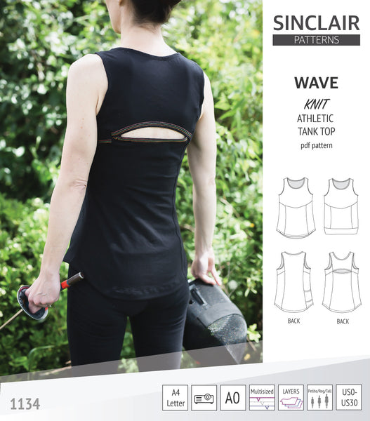 Wave fitted athletic knit tank top with waistline shaping and pockets ...