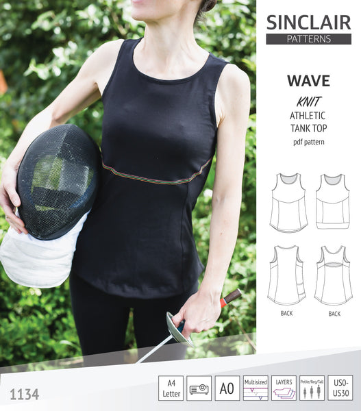 Wave fitted athletic knit tank top with waistline shaping and pockets ...