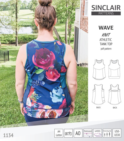 Wave fitted athletic knit tank top with waistline shaping and pockets ...