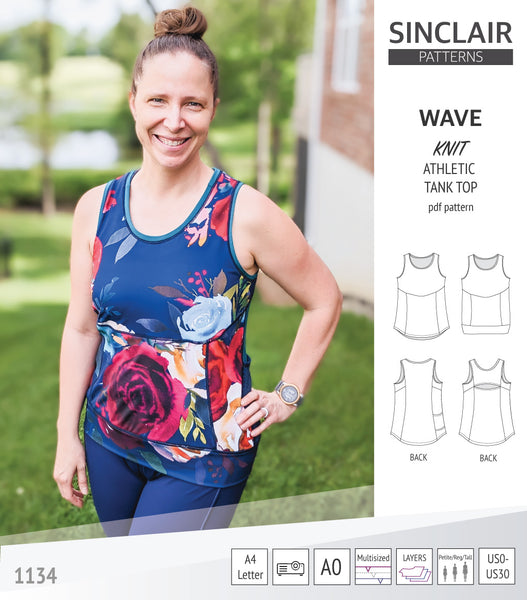 Wave fitted athletic knit tank top with waistline shaping and pockets ...