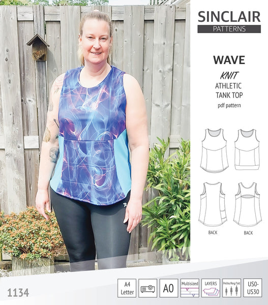 Wave fitted athletic knit tank top with waistline shaping and pockets ...