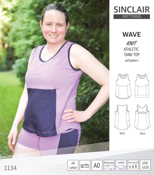 Wave fitted athletic knit tank top with waistline shaping and pockets ...