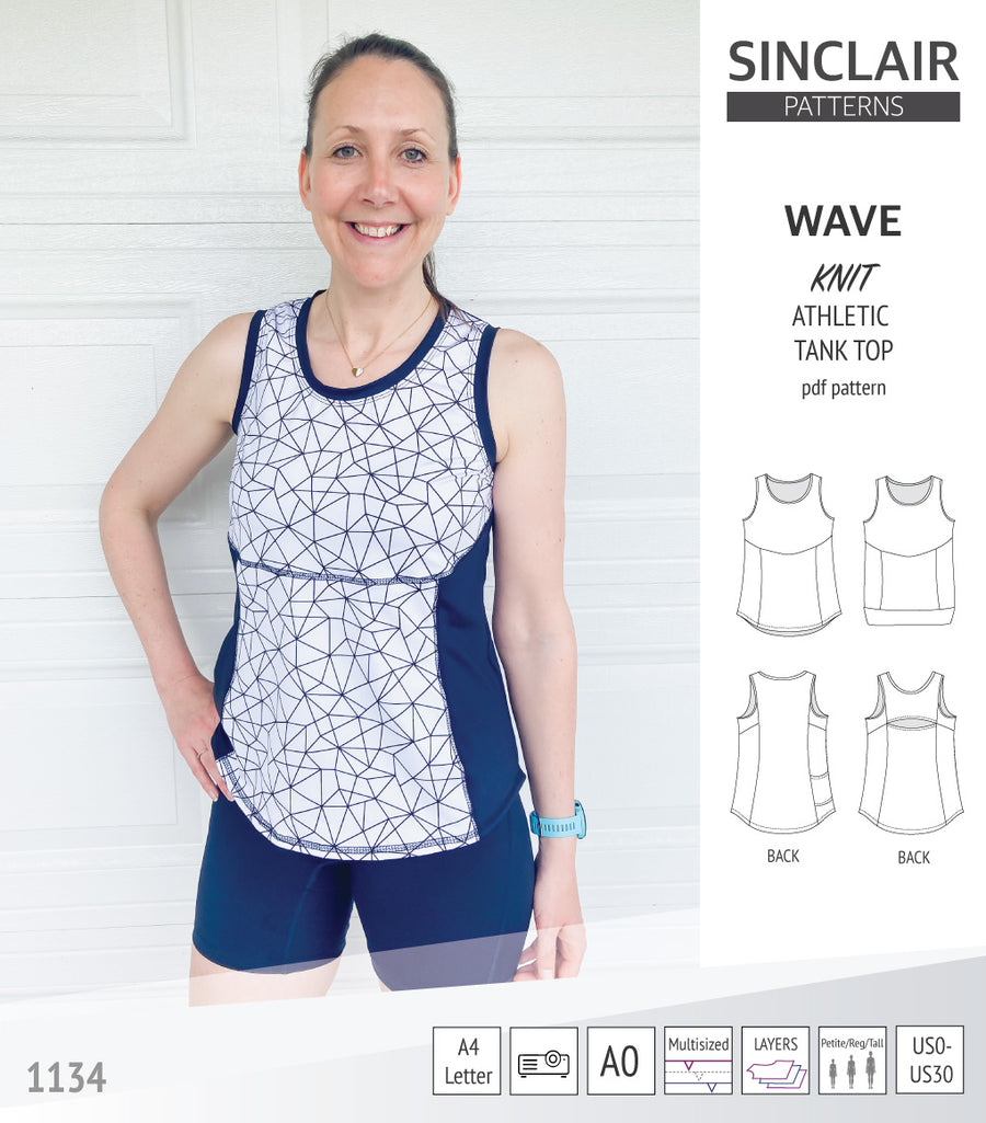 Wave fitted athletic knit tank top with waistline shaping and pockets ...