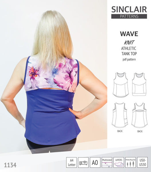 Wave fitted athletic knit tank top with waistline shaping and pockets ...