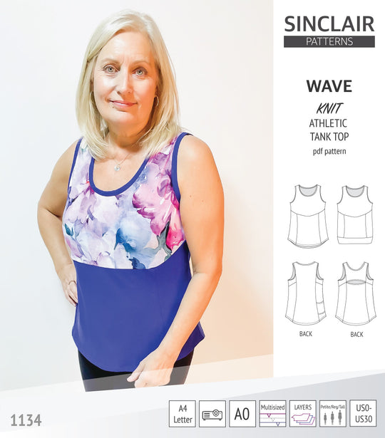 Wave fitted athletic knit tank top with waistline shaping and pockets ...