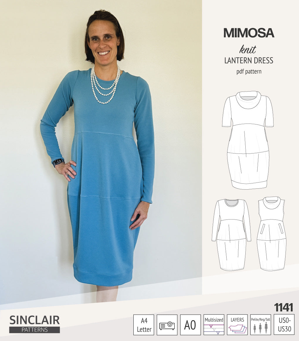 Mimosa lantern style knit dress with a cowl and pockets (PDF ...