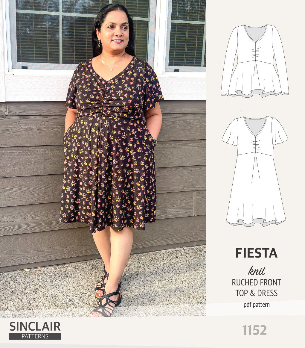 Fiesta ruched bust knit top and dress (PDF) – Sinclair Patterns