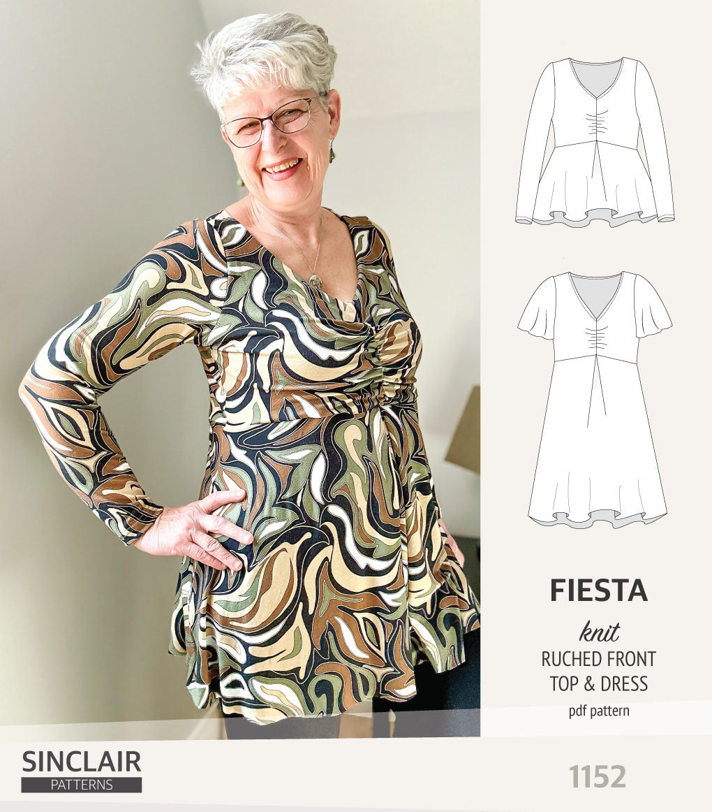 Fiesta ruched bust knit top and dress (PDF) – Sinclair Patterns
