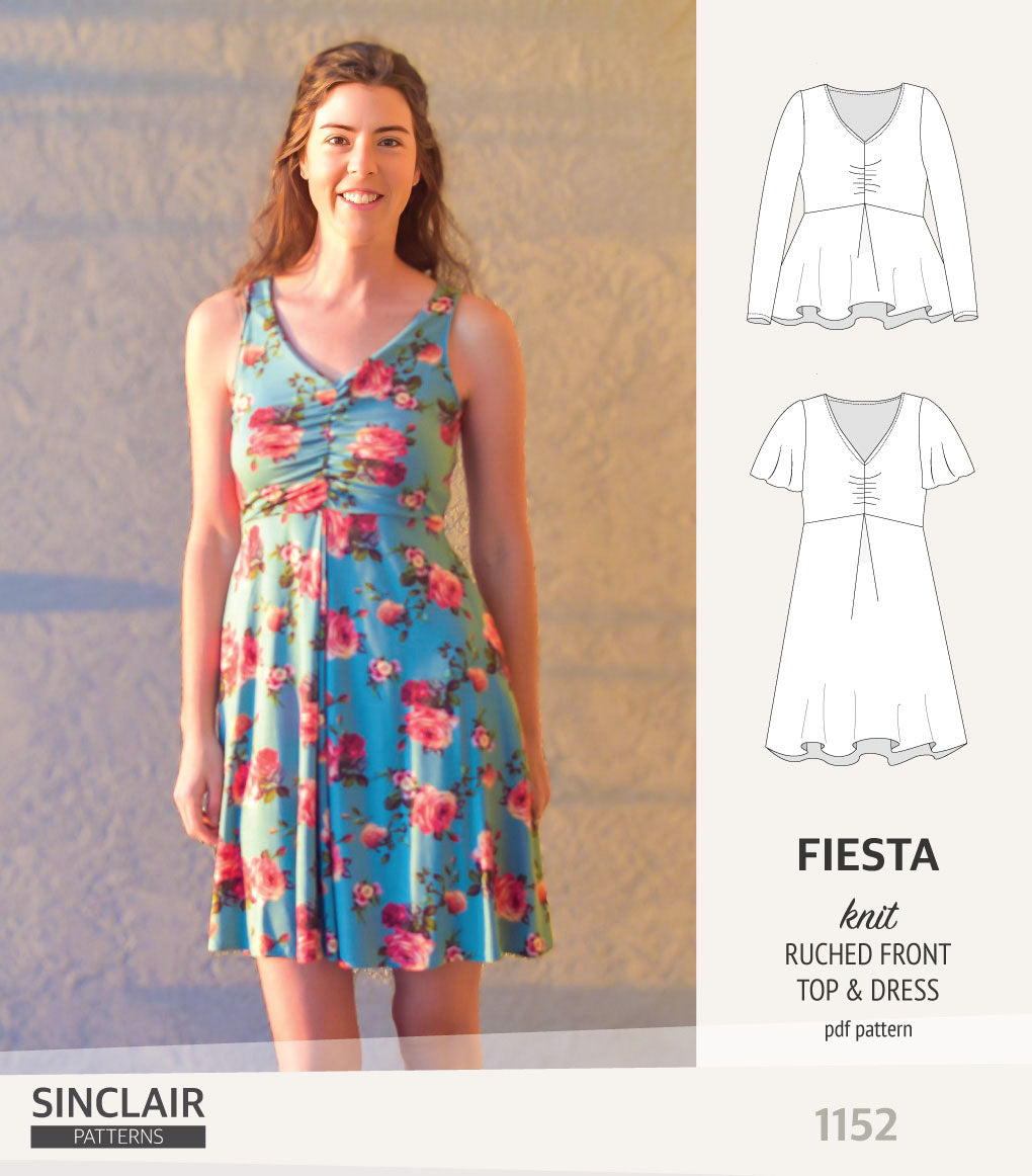 Fiesta ruched bust knit top and dress (PDF) – Sinclair Patterns