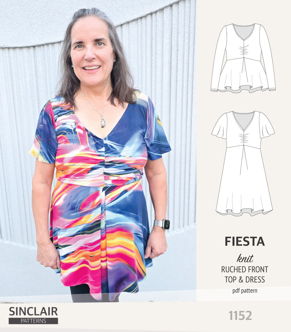 Fiesta ruched bust knit top and dress (PDF) – Sinclair Patterns