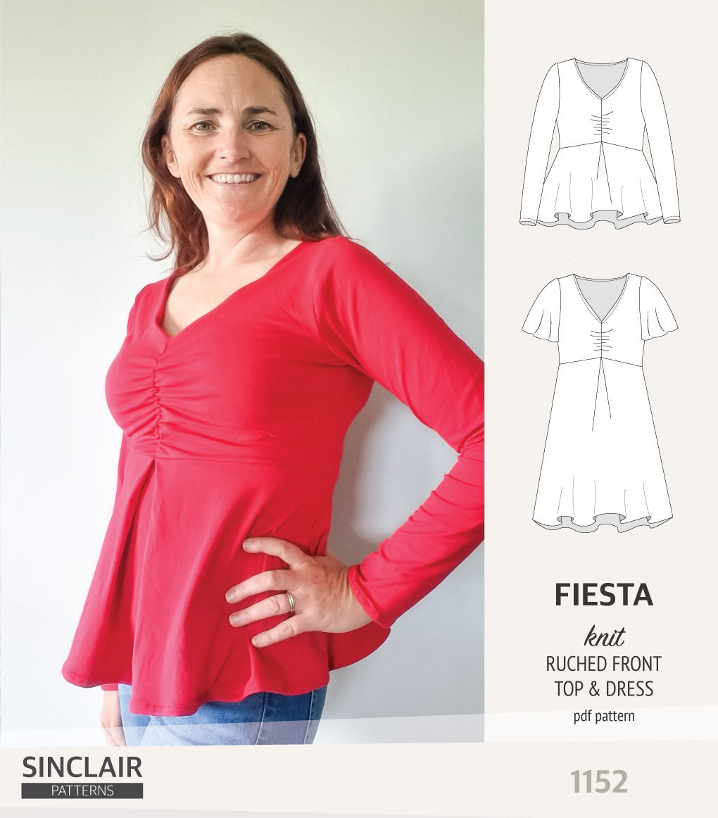 Fiesta ruched bust knit top and dress (PDF) – Sinclair Patterns