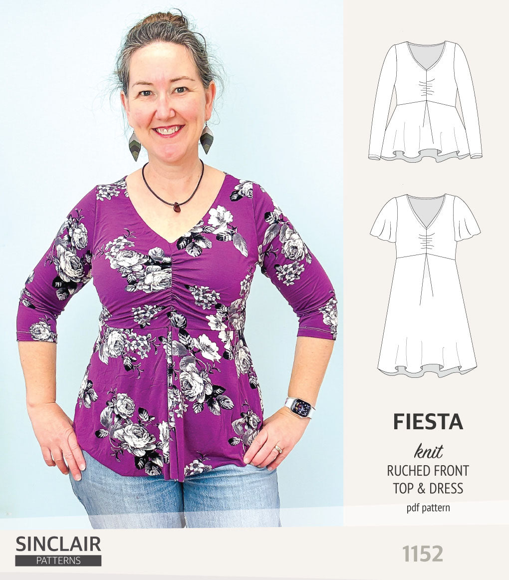 Fiesta ruched bust knit top and dress (PDF) – Sinclair Patterns